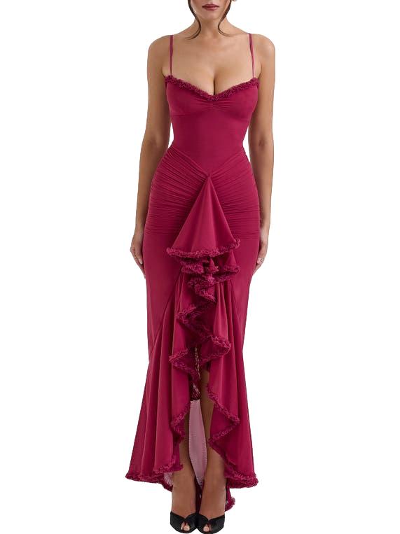 HOUSE OF CB HOUSE OF CB Gabbi Ruffle Mesh High-Low Cocktail Dress